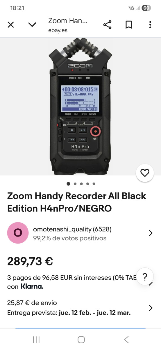 ZOOM H4n pro grabador multipistas de segunda mano por 150 € en Valencia ...